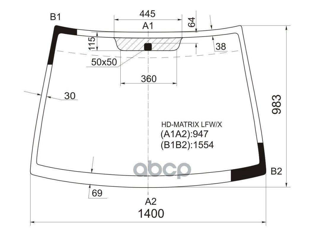 Стекло лобовое Hyundai Lavita 01-07 / Matrix 01-10 XYG арт. HD-MATRIX LFW/X