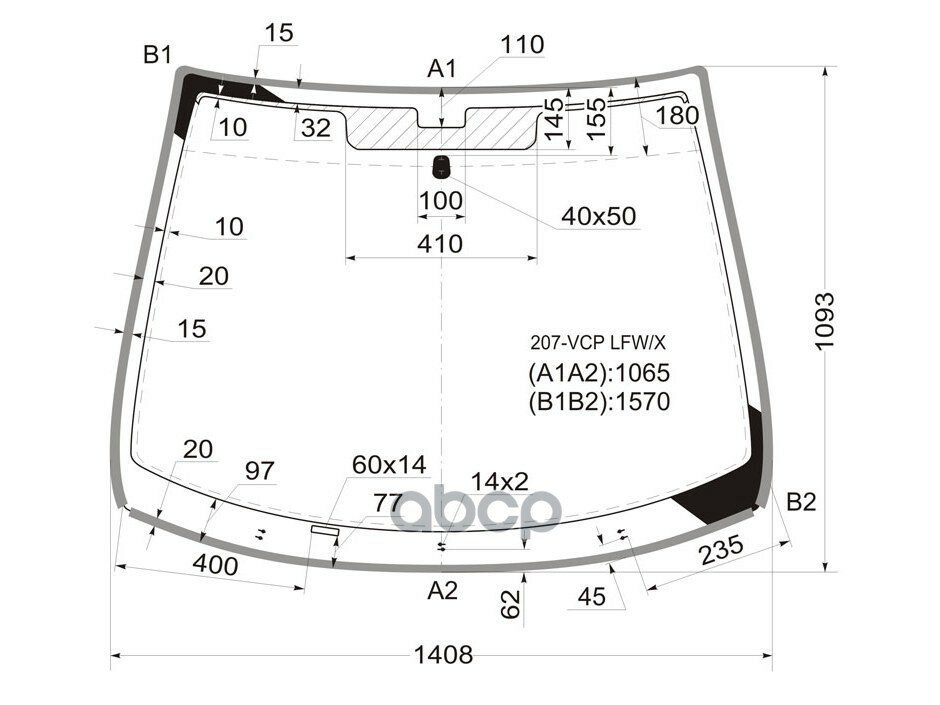 Стекло лобовое (Молдинг) Peugeot 207 06-15 XYG арт. 207-VCP LFW/X