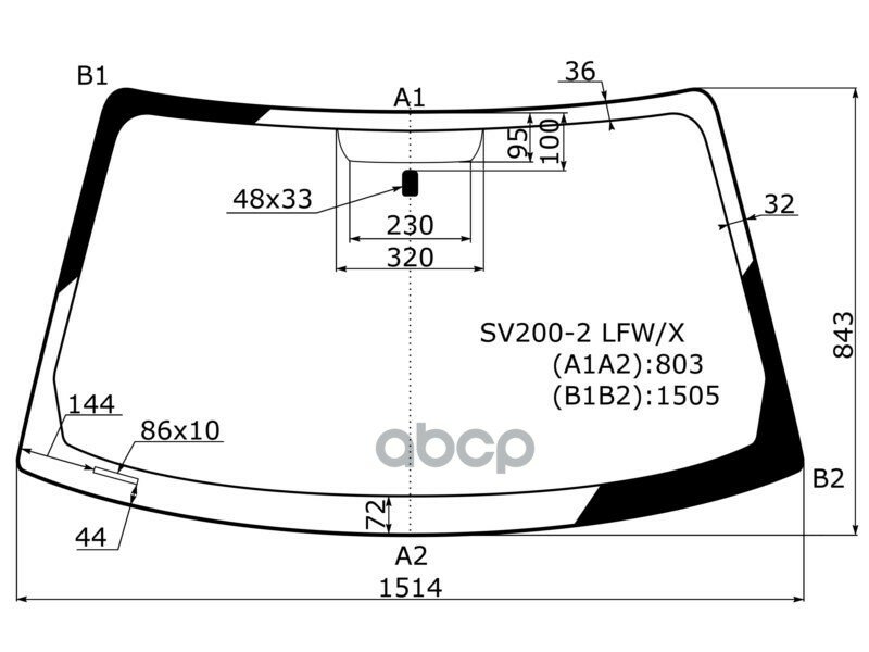 Стекло лобовое Toyota Camry (XV20) 96-02 / Camry UAE/USA 96-01 XYG арт. SV200-2 LFW/X