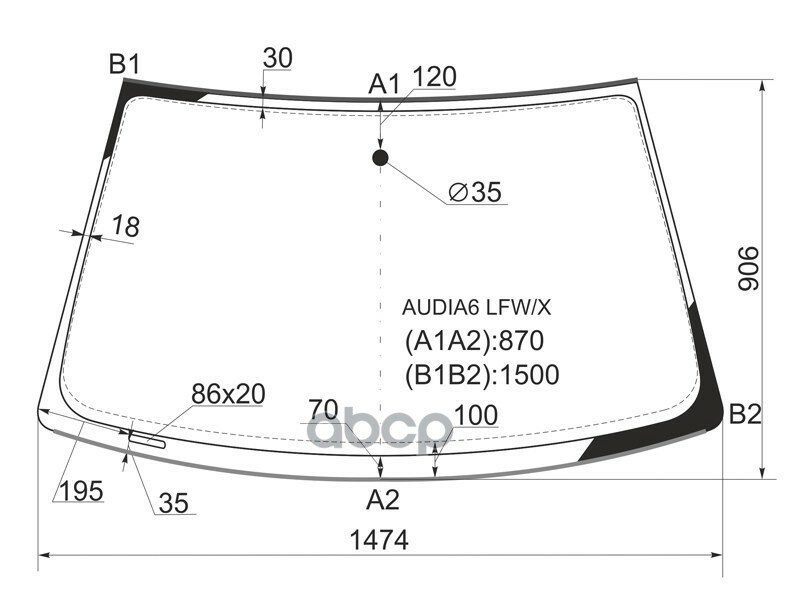 Стекло лобовое (Молдинг/ 4D SED) Audi A6 97-05 XYG арт. AUDIA6 LFW/X