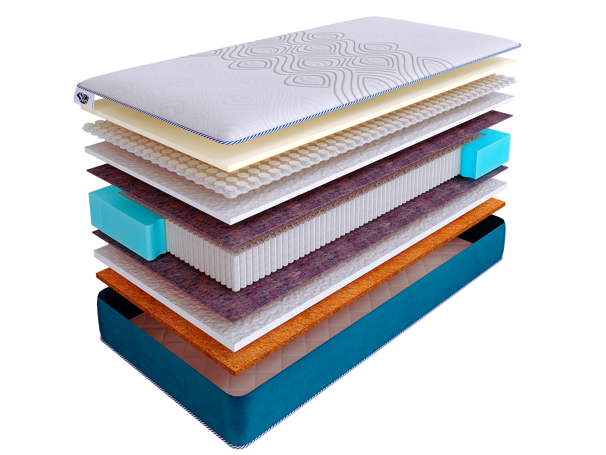 Ортопедический матрас с эксклюзивным высоким уровнем комфорта SkySleep SUPREME NANO Support S2000 на кровать 75x186