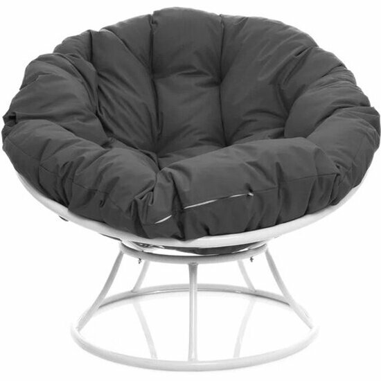 Садовое кресло M-group Папасан без ротанга белое + серая подушка