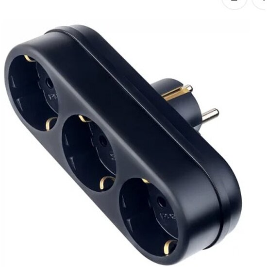 Сетевой разветвитель Perfeo "RU POWER' 3 розетки, 16А, с заземлением, черный (3L3)