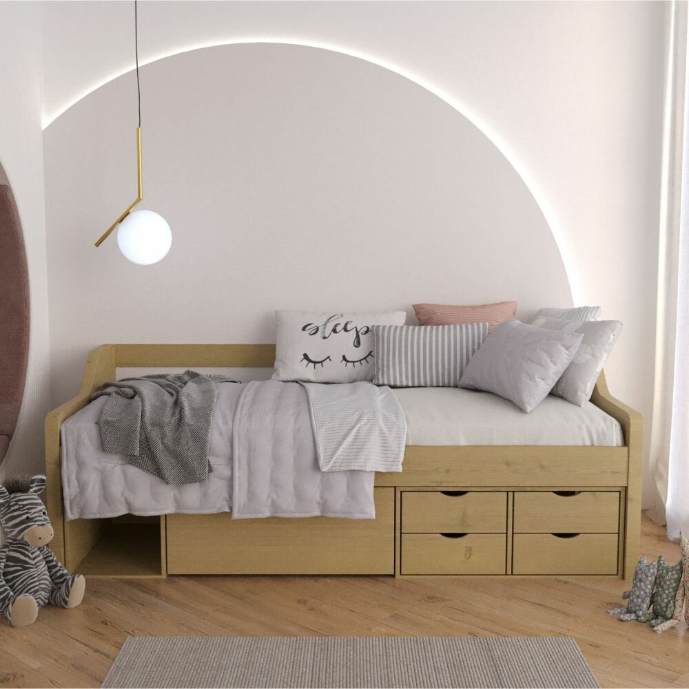 Детская кровать с ящиками 90x190 Анюта цвет Бук