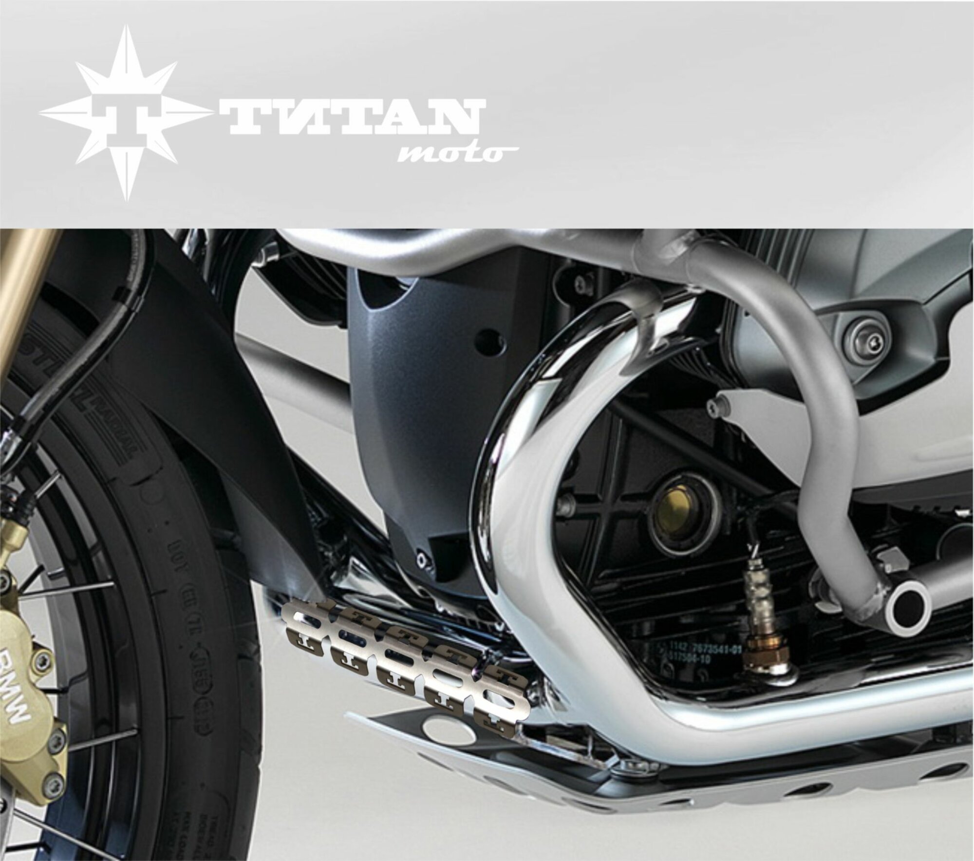 Защита соединительной трубы выпускного коллектора BMW R1200GS, R, HP. Титаn moto