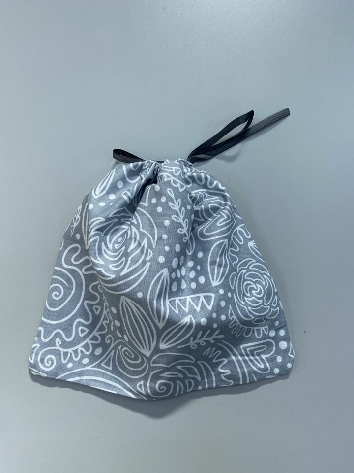 Хлопковый мешочек для хранения, 5 штук серые цветы 20х22 см.