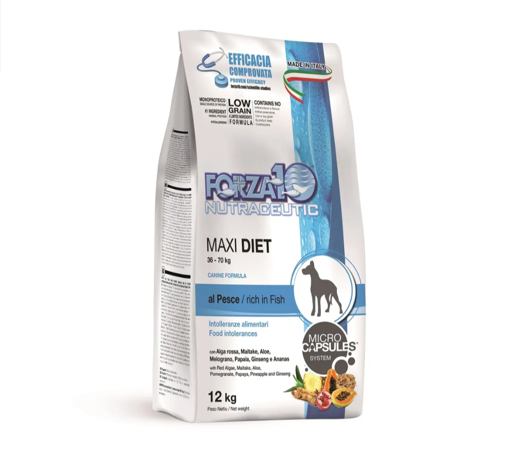 Forza 10 Max Diet pesce 12 kg/Полнорационный сухой диетический корм для собак крупных пород из рыбы 12 кг
