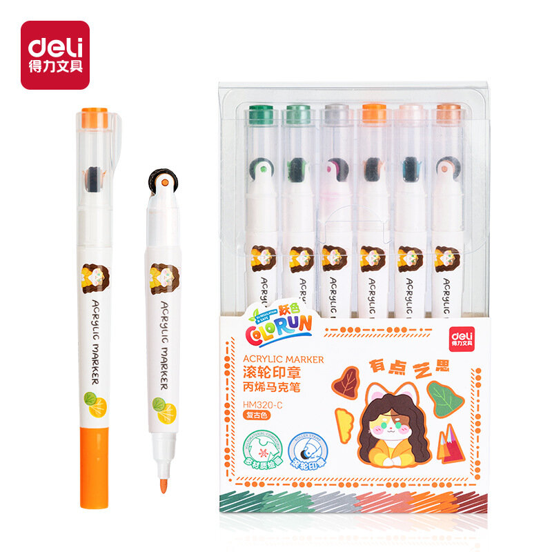 Набор акриловых маркеров HM320-C, для художественной росписи, 6 шт