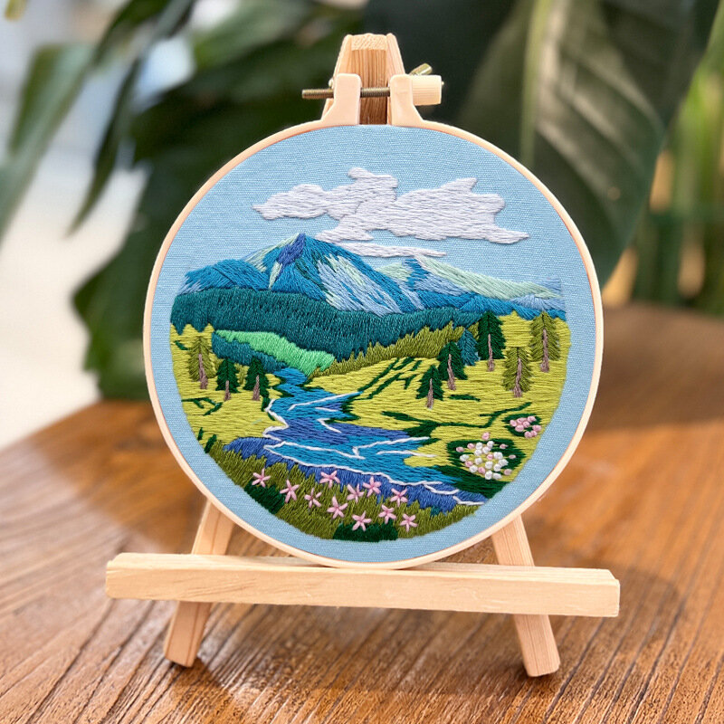 Набор для вышивки DIY с мотивом «Слушая луну на горе», 15 см, включая пластиковую рамку для домашнего декора и