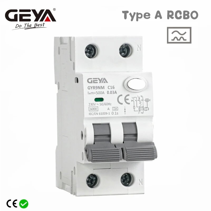 GEYA GYR9NM-RCBO Type A УЗО 2P 25A 30mA