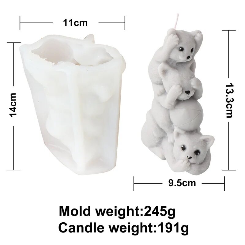 Силиконовая форма для свечей милая обезьянка cat family mold