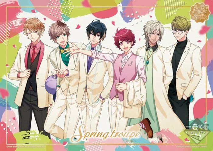 Холст с изображением. A3! - Spring Troupe - Canvas Board - Ichiban Kuji A3! Chigasaki Itaru - Citron - Minagi Tsuzuru - Sakuma Sakuya - Usui Masumi - Utsuki Chikage ~Beautiful Seasons~ by Bandai Spirits