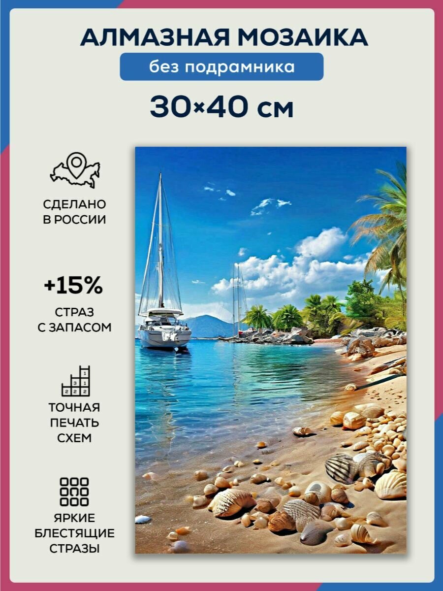 Алмазная мозаика 30x40 Морской порт без подрамника