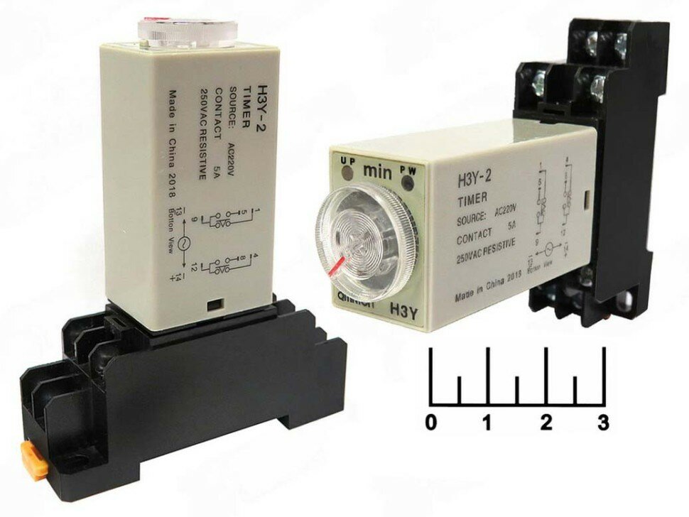 Реле времени 220VAC 0-30мин (таймер) H3Y-2 + розетка