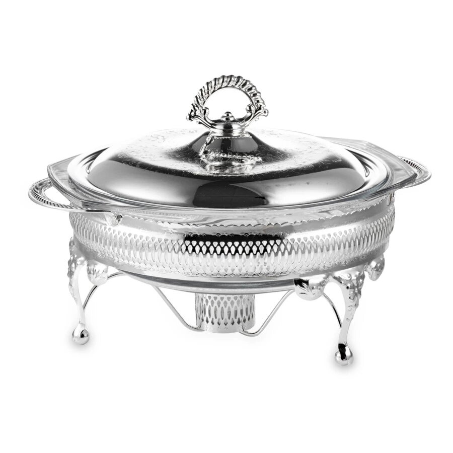 Мармит круглый с подогревом с крышкой Queen Anne 29х25х19 см, сталь, стекло, посеребрение