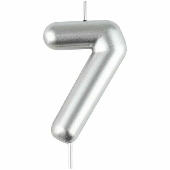 Свеча Цифра 7, серебристая