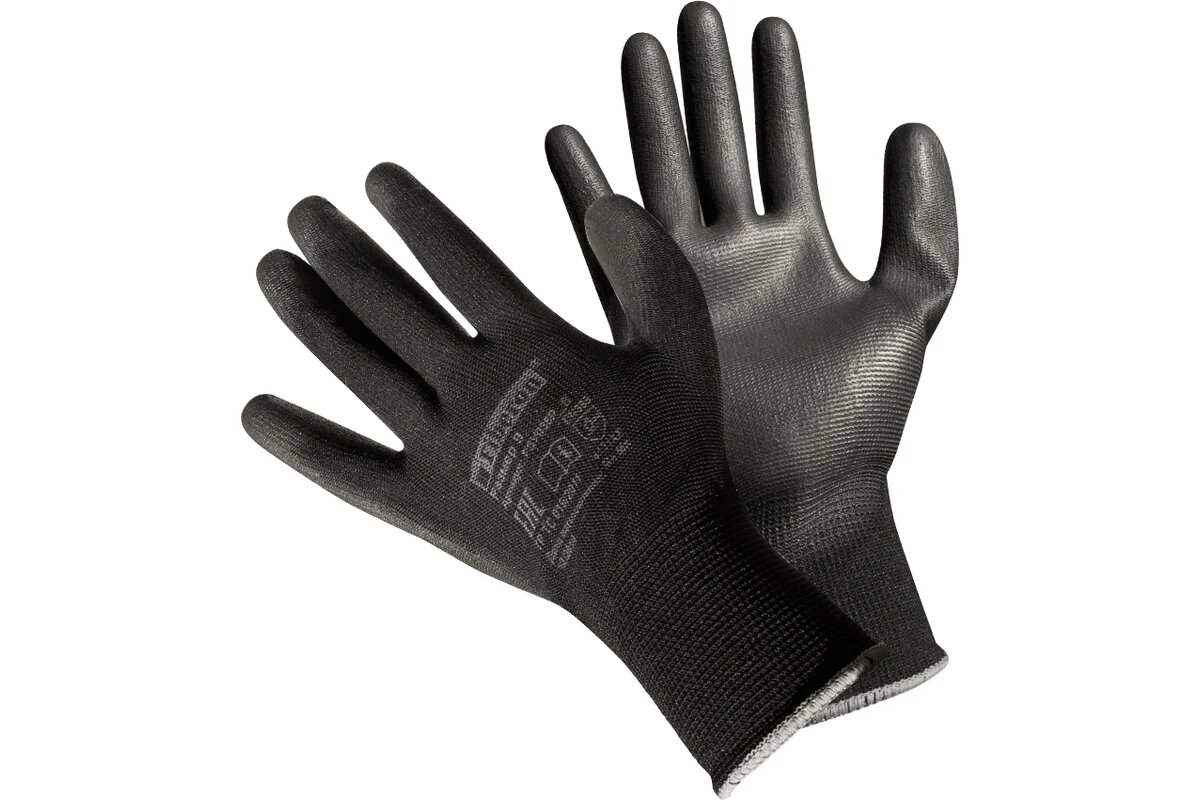 Fiberon перчатки из полиэстера с полиуретановым покрытием, черные, размер 9(L) 122884