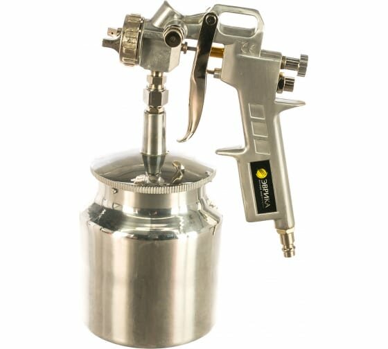 Краскораспылитель пневматический с нижним алюминиевым бачком 750мл (входное отверстие 1/4, сопло 1.5мм, подача 110-200 мл/мин, давление 50PS