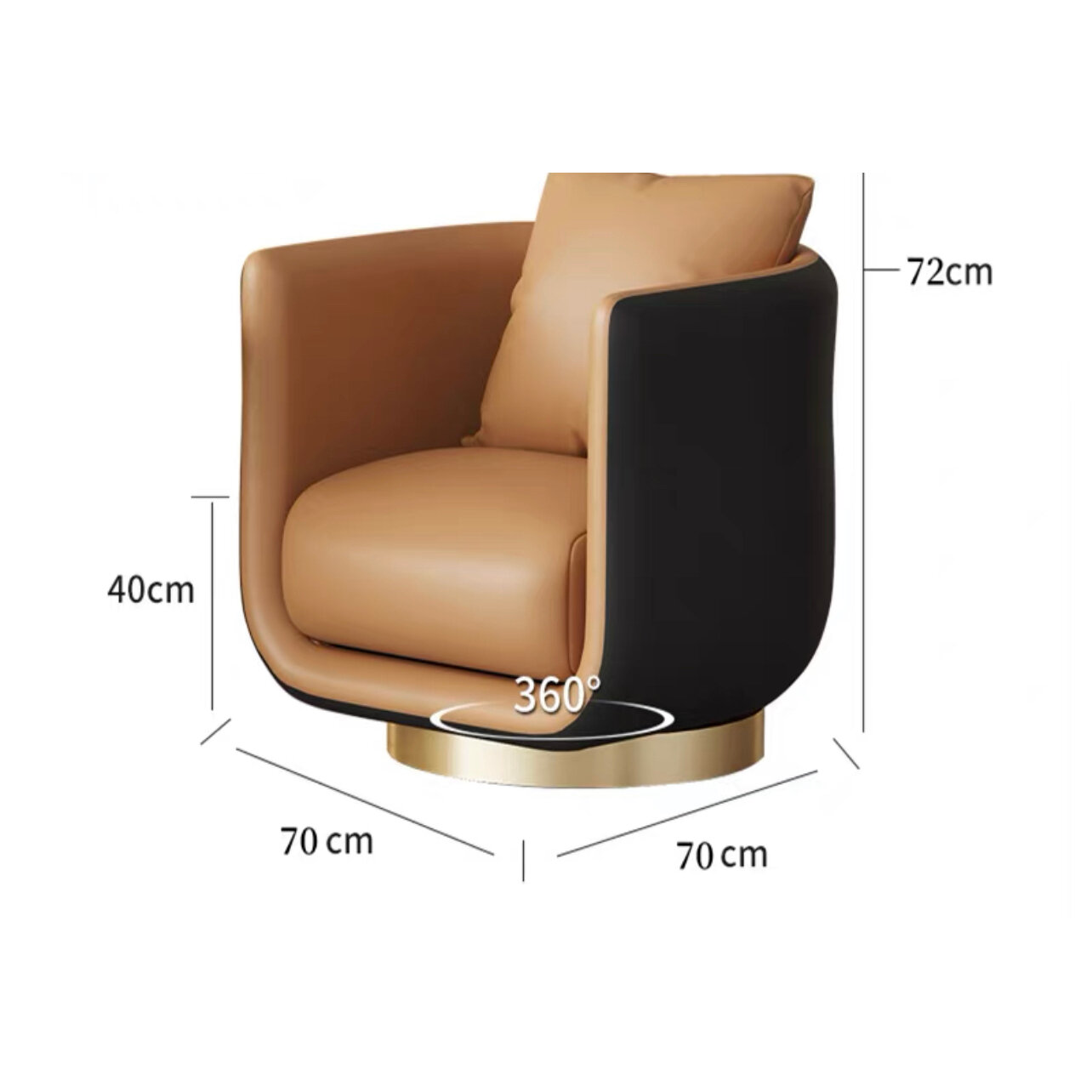 Кресло в коже Faustino (кресло / оранжевый + черный)