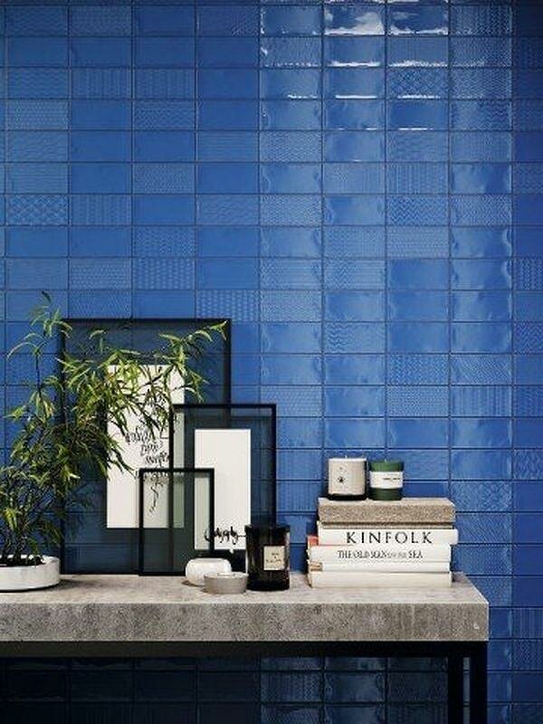 Керамическая плитка Ceramica Ribesalbes Ocean Decor Blue Navy настенная 7,5х30 см