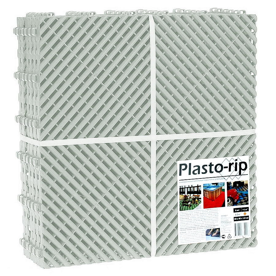 Пластиковая уличная модульная плитка Plasto Rip, белая, полипропилен.