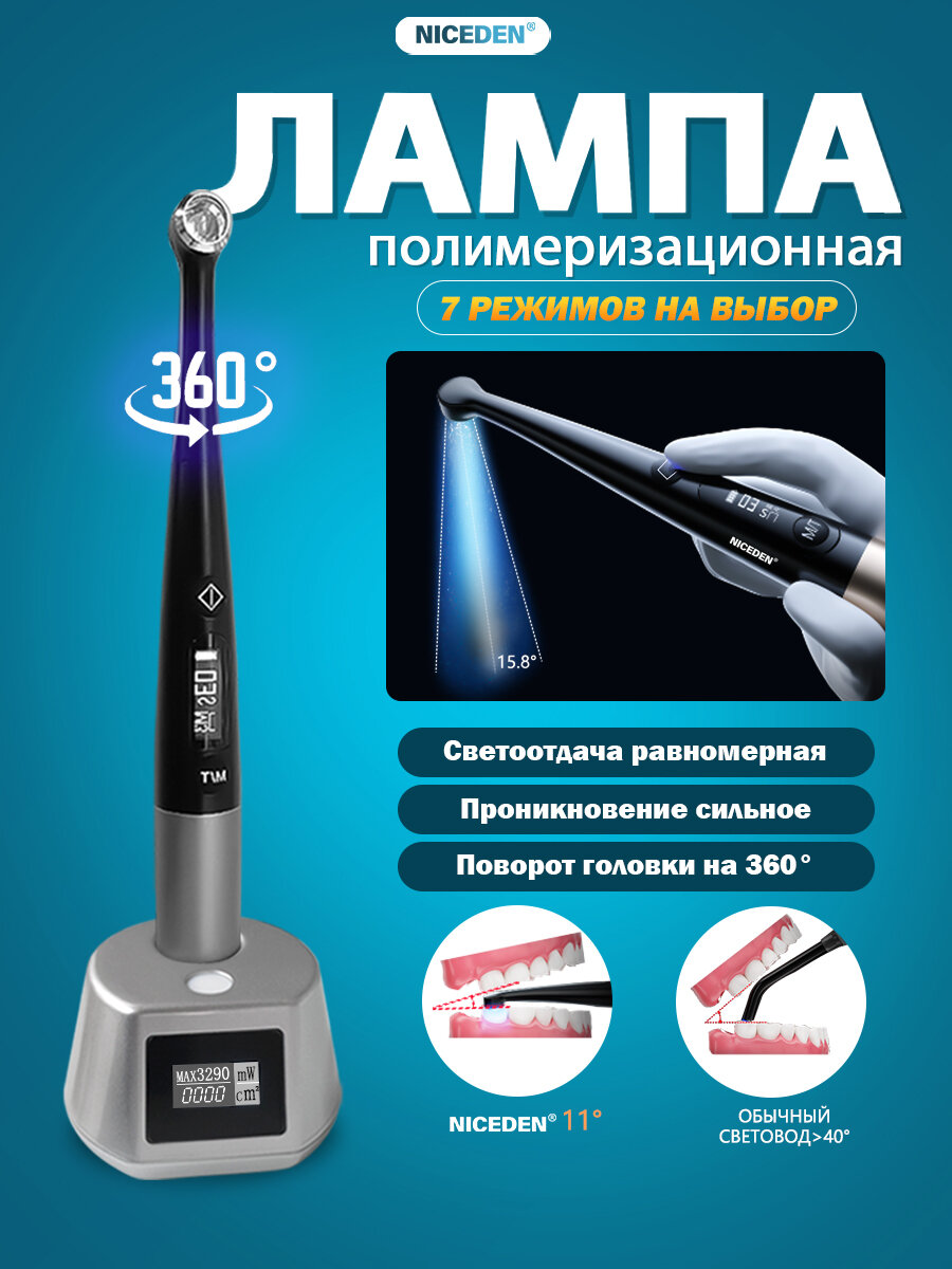 3000 мВт/см, Стоматологическая светодиодная полимеризационная машина с 7 функциональными режимами