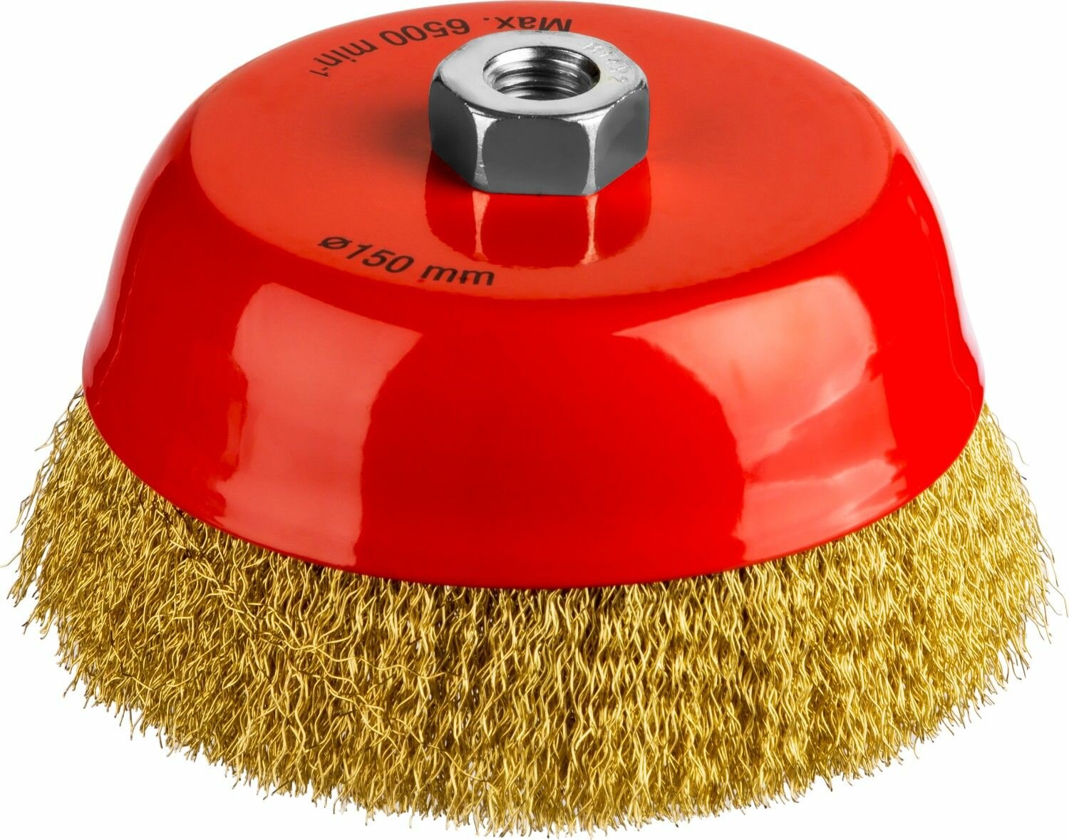 Чашечная щетка-крацовка MIRAX, 150 мм, витая стальная латунированная проволока 0.3 мм, для УШМ 35142-150