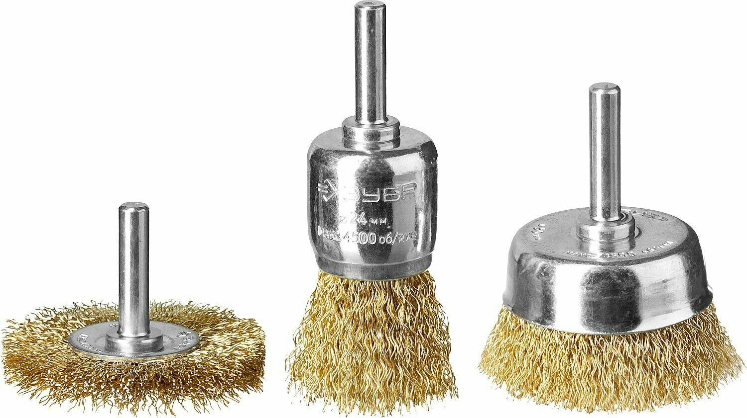 Набор щеток для дрели ЗУБР d 24/50/50 мм, витая стальная латунированная проволока 0.3 мм, профессиональная 3530-H3_z02