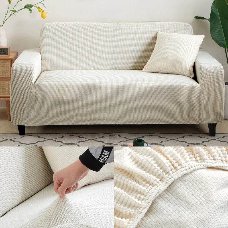 Чехлы для диванов Housmife, флисовые, жаккардовые, White, 4-Seat 235-300cm
