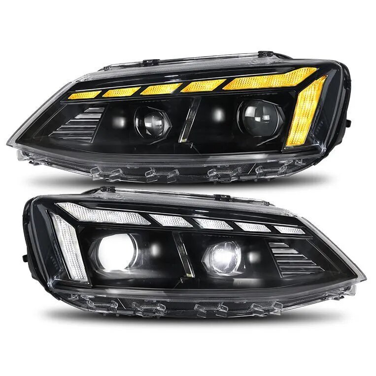 Volkswagen Фара автомобильная, Светодиодная, 2 шт, арт. Передние фары Фольксваген Джетта 6 2010-2019, комплект: Л+П, би-LED линза, ДХО, LED поворотник
