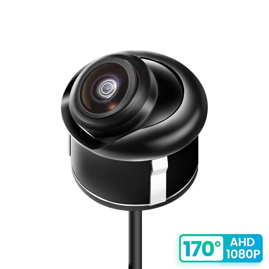 Задняя камера автомобиля, автомобильная камера заднего вида, объектив «рыбий глаз», регулируемый на 360° AHD1080P, мини-боковая/передняя/задняя камера ночного видения, обратный ход, 12 В, 1080P Black
