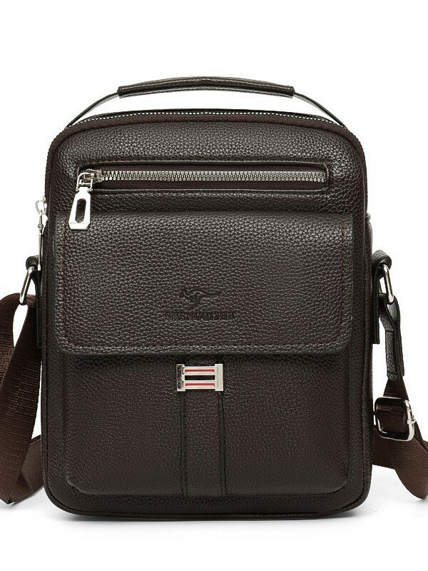 Sac messager en cuir pour homme, элегантный мешок на бандульере, непроницаемый, grande capacité, decontracté, marron fonce