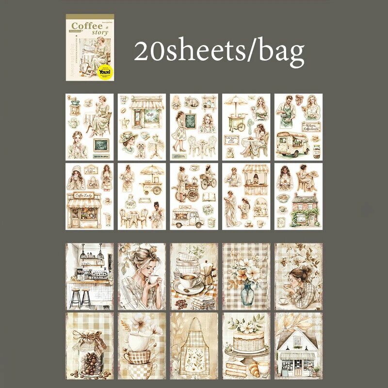Наклейки Mr. Paper Cafe Story, S27874-1, 20 шт