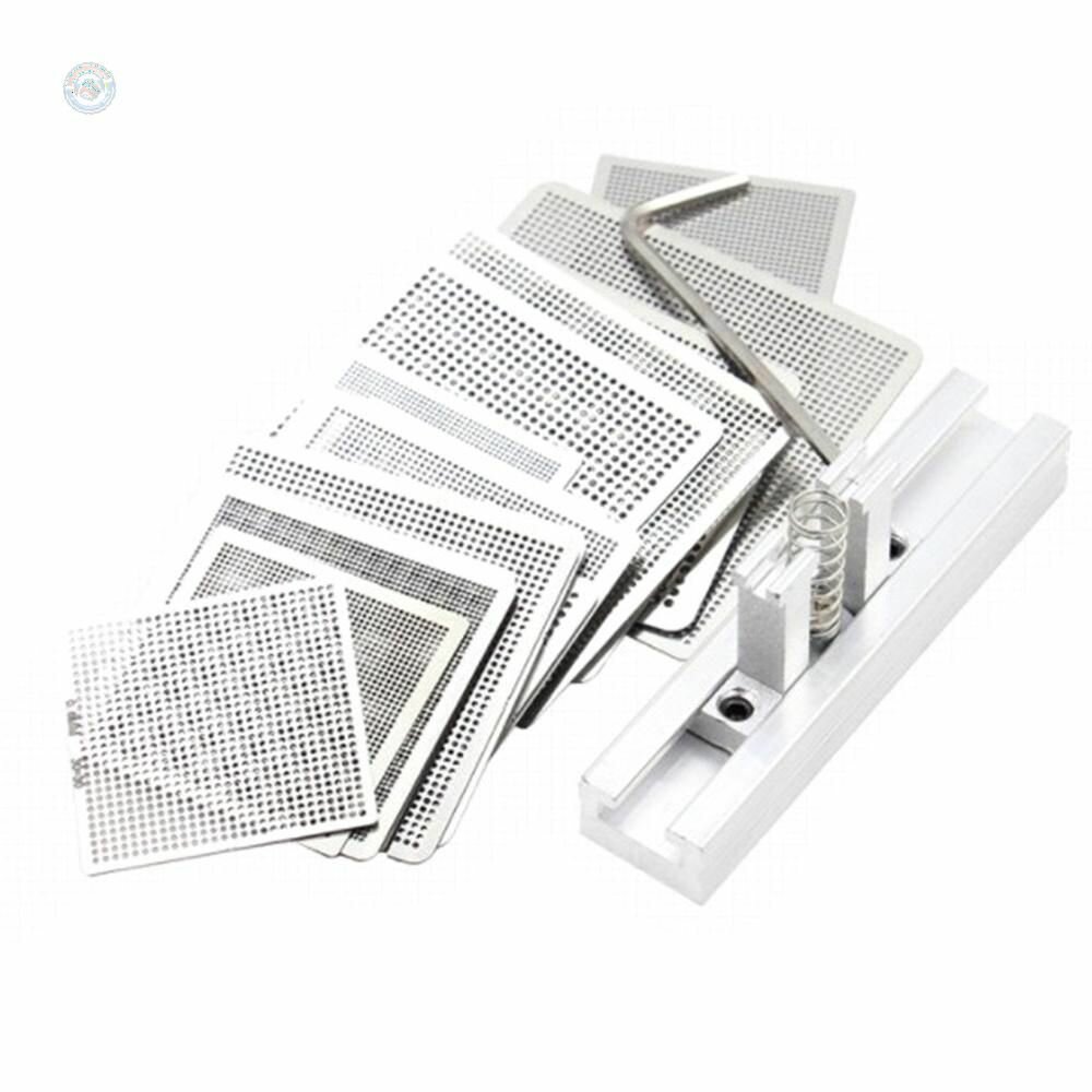 Набор стальных сеток для пайки BGA, 27 шт, нержавеющая сталь 304, прямой нагрев, трафарет для термопушки, экономия оловянных шариков