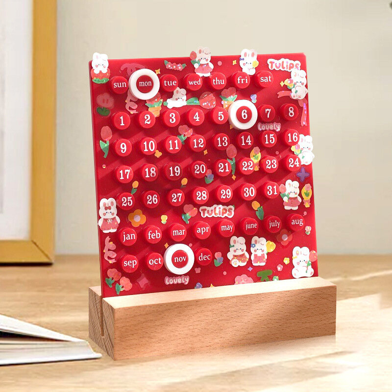 Круглый вечный календарь DIY кольцевой настольный календарь 2025, креативный офисный настольный орнамент, акриловый календарь в стиле интернет-знаменитости