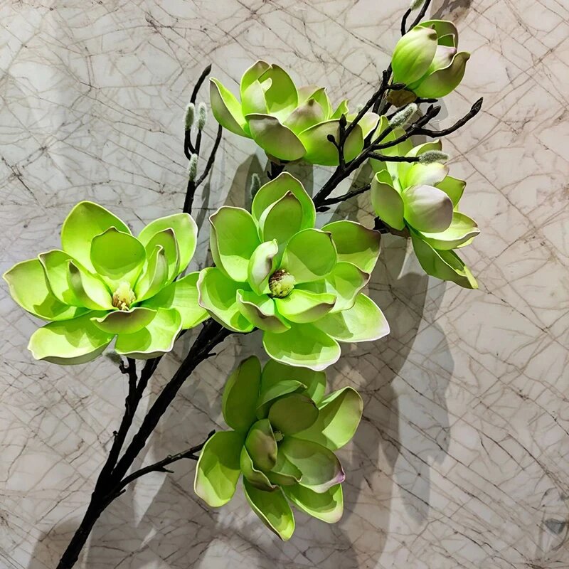 Искусственные цветы магнолия шелк 6 голов Light green