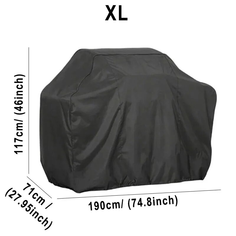Черная водонепроницаемая крышка для гриля из ткани Oxford 420D 190x71x117 cm
