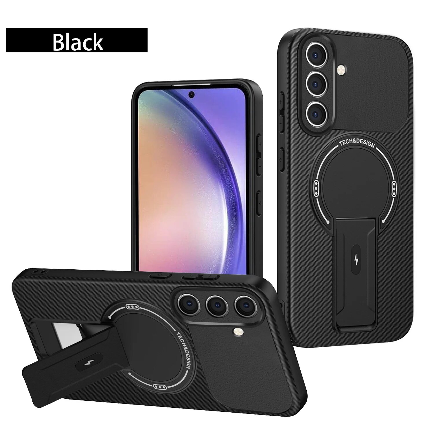 Чехол Samsung Galaxy A54 черный с кольцом