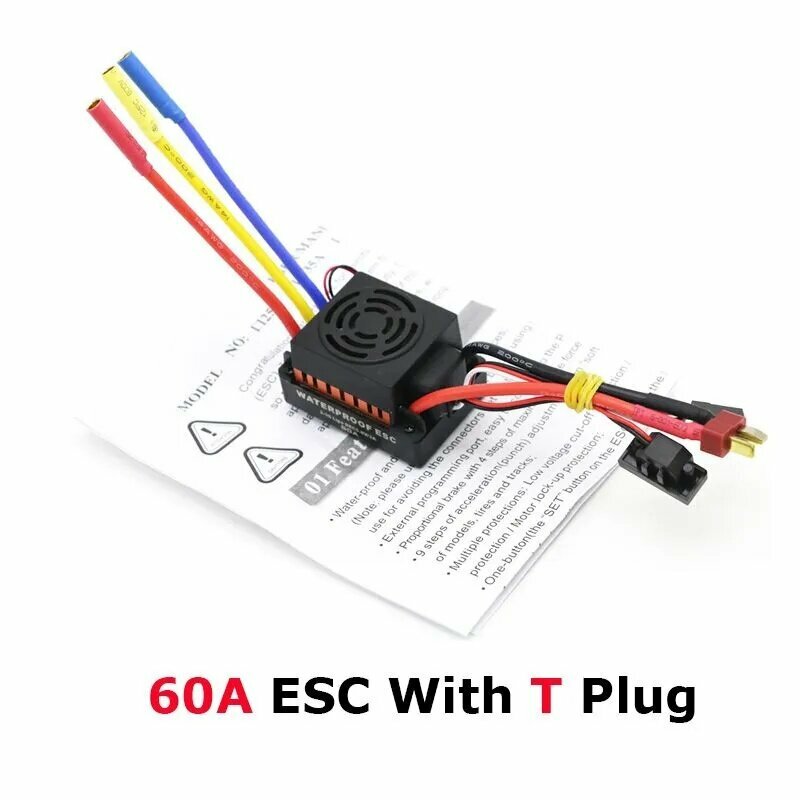 5.5V/3A BEC 60A ESC Gold T plug Бесколлекторный регулятор, Подходит для 1/10 автомобилей