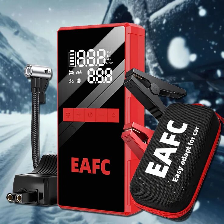 EAFC Компрессор автомобильный, 120 Вт, 25 л/мин, цифровой манометр, автостоп