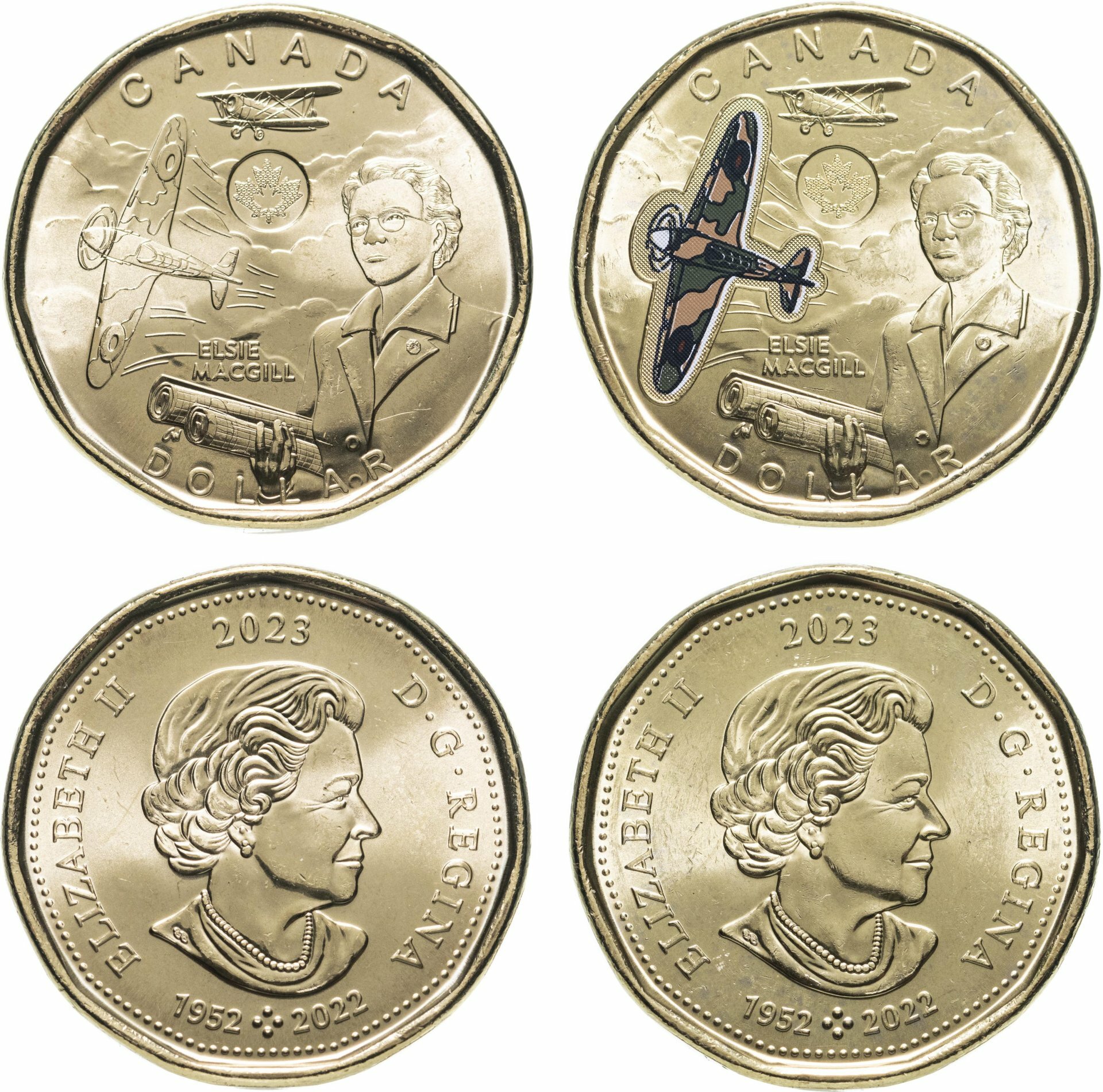 Канада набор из 2 монет 1 доллар 2023 "Элси МакГилл", Сталь с латунным покрытием, в сохранности UNC