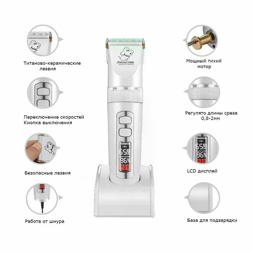 Бестселлер BAORUN P9, три скорости, белая машинка для собак