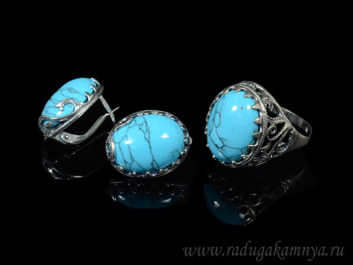 Комплект бижутерии, бирюза