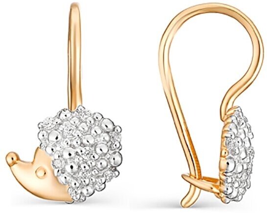 Серьги, золото, 585 проба, фианит