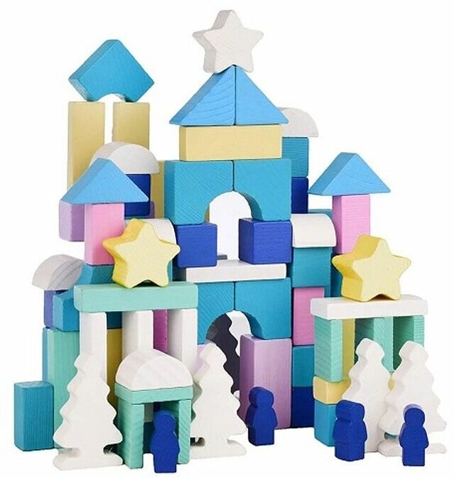 Деревянный конструктор для детей Томик "Краски дня" зимний, 105 деталей (1-32)