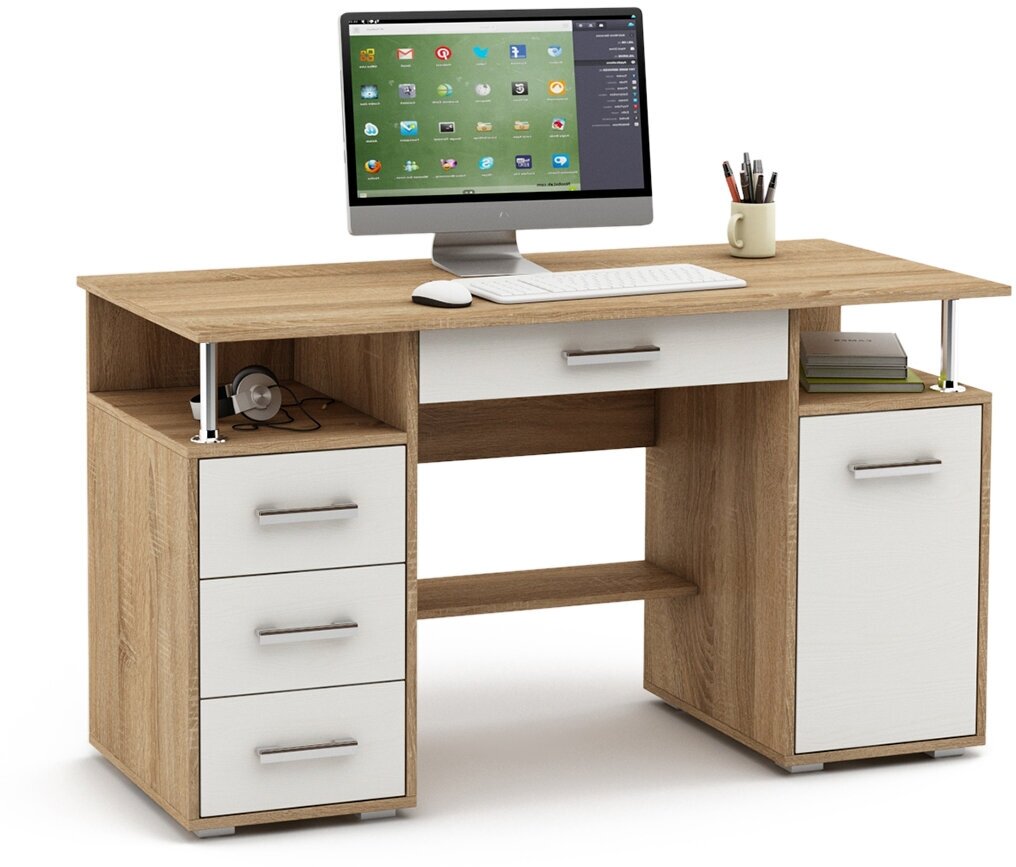 Стол компьютерный, письменный Амбер (Реал) 7Я, с ящиками, ЛДСП, 130х60х75 см