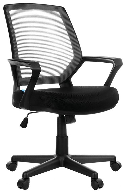 Кресло оператора Helmi HL-M02 "Step", ткань, спинка сетка черная/сиденье TW черная, механизм качания