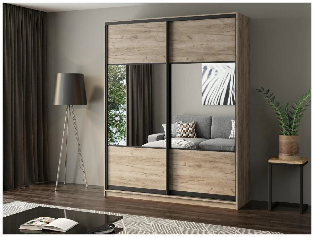 Шкаф-купе Матэрна лофт крафт серый комбинированный 190х50х240 см