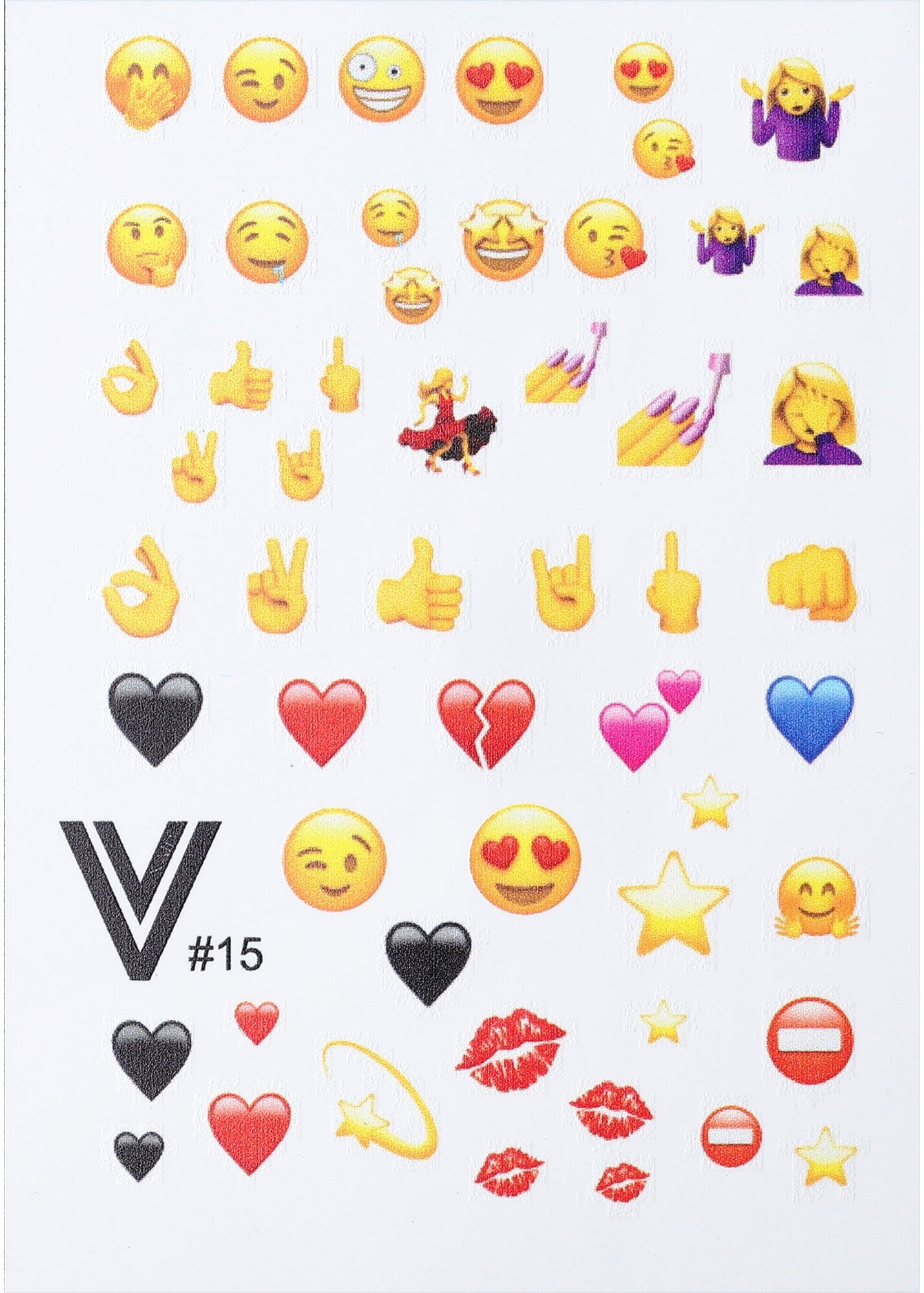 Слайдеры для ногтей Vogue Nails водные наклейки украшения персонажи эмодзи сердечки звезды