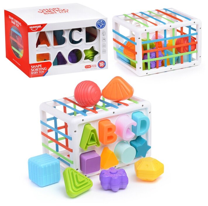 Сортер тактильный HUANGER "ABCD", для развития моторики и логики, для малышей от 1,5 года